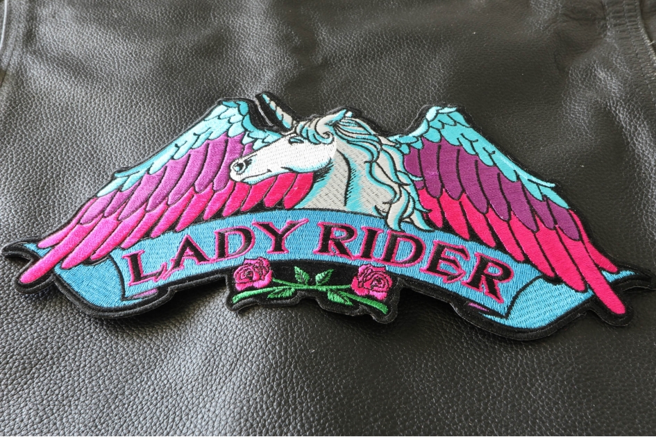 Lady Rider Unicorn Large Biker Back Patch