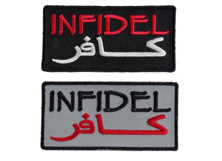 Infidel Patch With Arabic In Red - Embroidered and Iron On Emblem ...