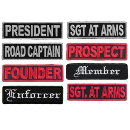 Motorcycle Club Patches for Bikers - President - Road Captain ...