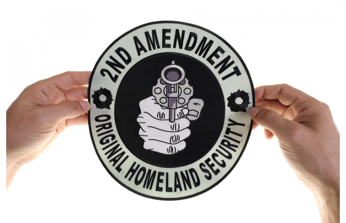 2nd Amendment Pointing Gun Large Patch | Embroidered Patches