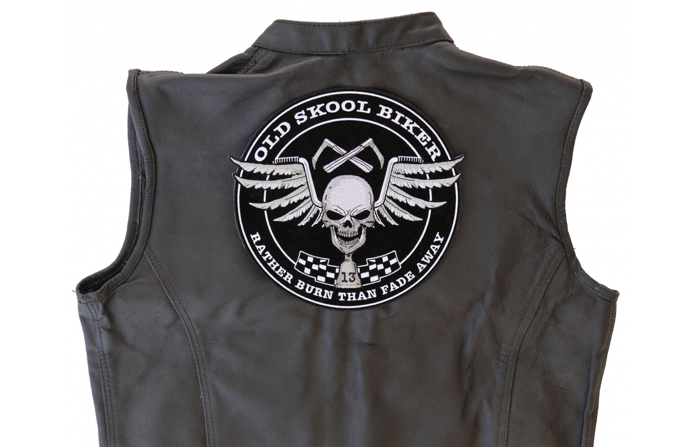 Large Old skool Biker Skull Patch for Back of Jackets by Ivamis Patches