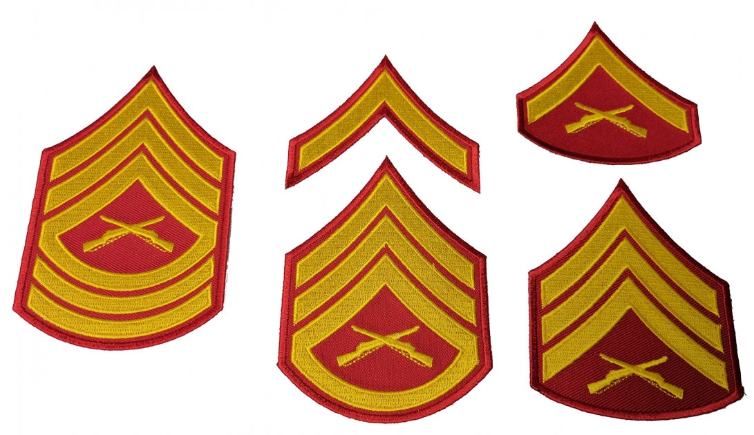 Red and Yellow Marine Rank Insignia Patches