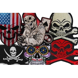 Skull Patches for Jackets - Sew or Iron on - Embroidered - TheCheapPlace