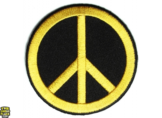 Peace Sign PATCH Yellow On Black | Peace Patches -TheCheapPlace