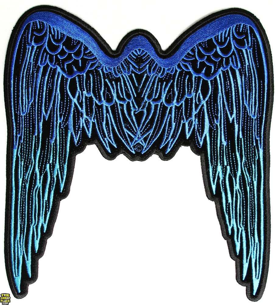 Large Angel Wings Patch Blue | Embroidered Patches