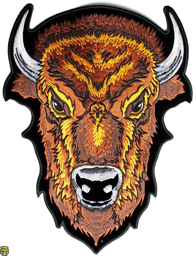 Large Brown Buffalo Head Patch | Embroidered Patches
