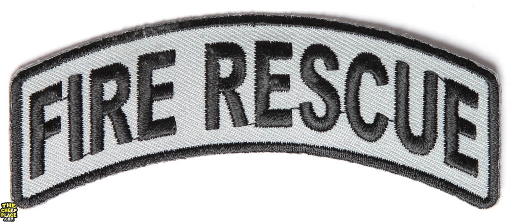 Fire Rescue Rocker Patch Black Gray | Embroidered Patches