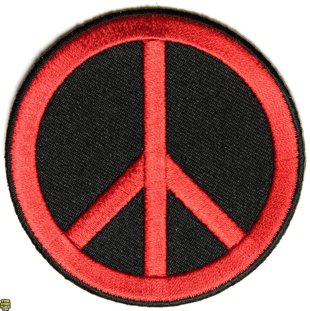 Peace Sign Patch Red On Black