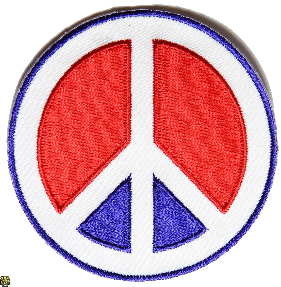 Peace Sign Patch In Red White Blue | Embroidered Patches