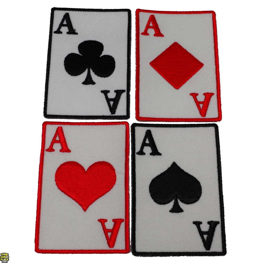 Ace Of Spades Hearts Diamonds and Clubs Patch Set | Novelty Patches ...