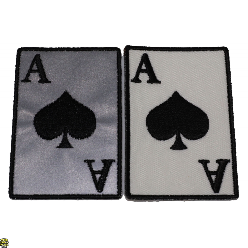 Ace Of Spades Patches Black White and Reflective 2 Patch Deal | Novelty ...