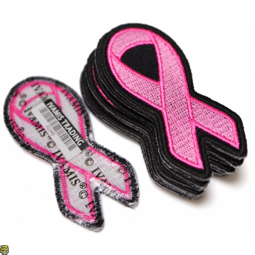 Pack of One Dozen Pink Ribbon Patches in Bulk - TheCheapPlace