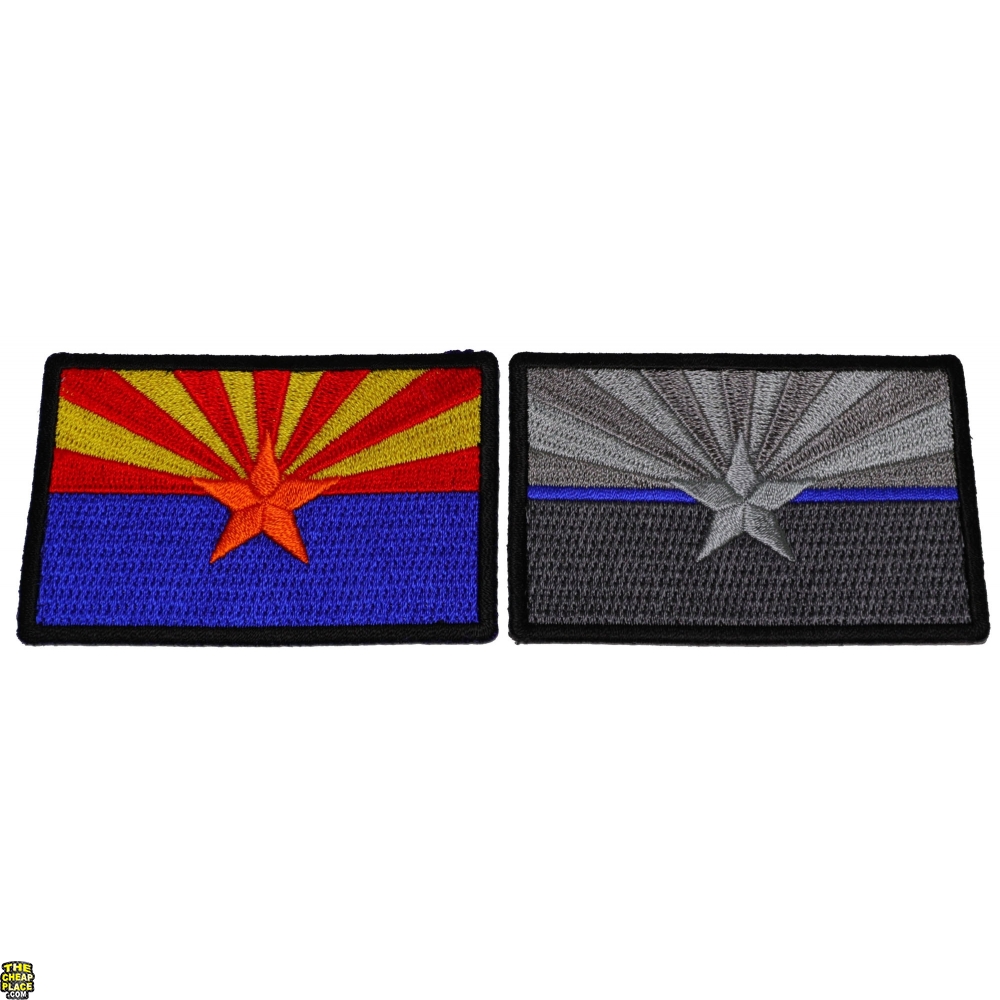 Set of 2 Arizona State Flag Patches in Color and Blue Stripe - TheCheapPlace