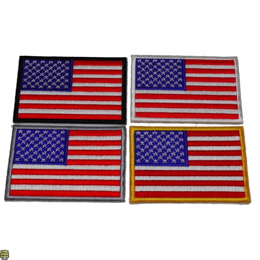 Set of 4 Different Border Colored American Flag Patches in Red White ...