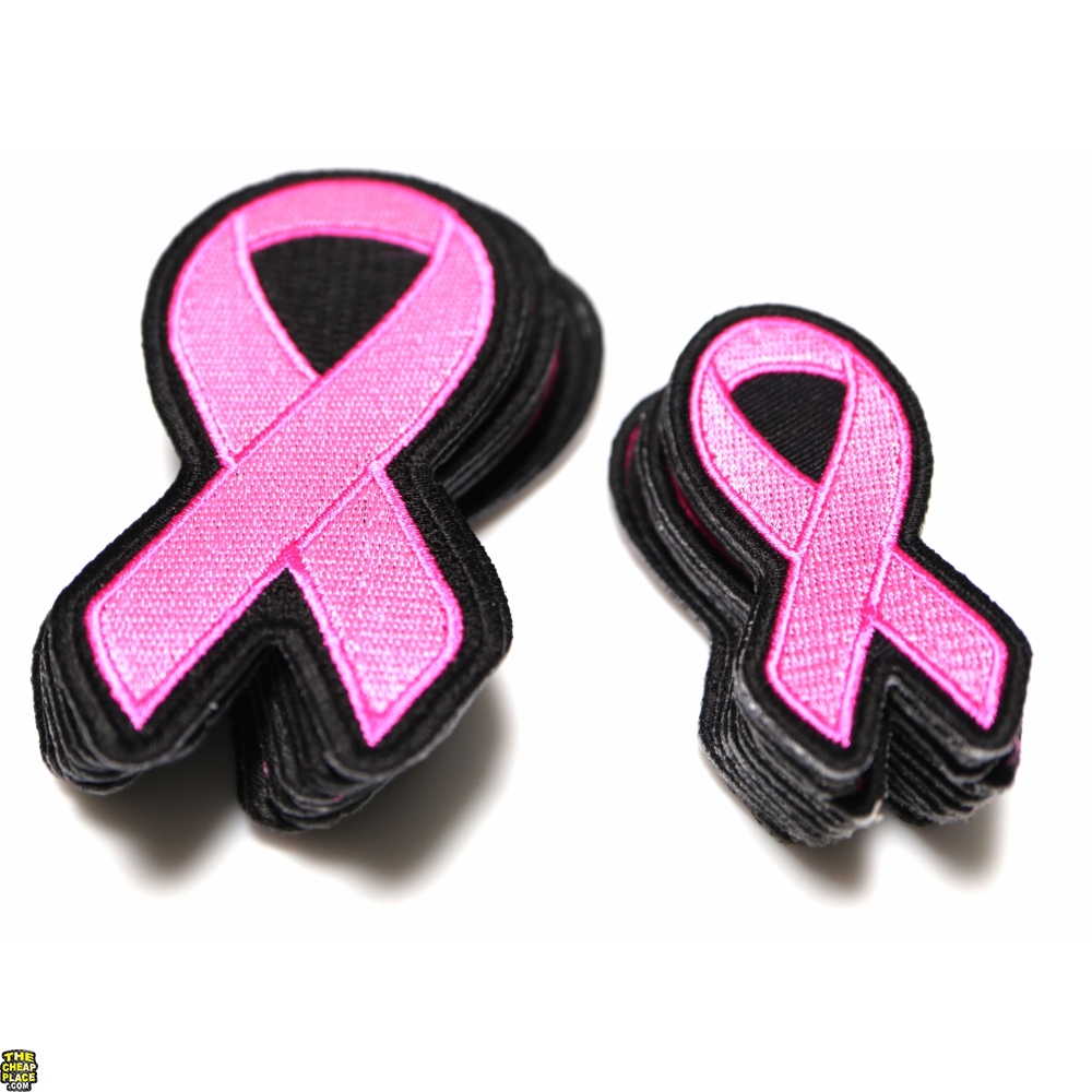 Two Dozen Pink Ribbon Patches in Bulk - 12 of each size - TheCheapPlace