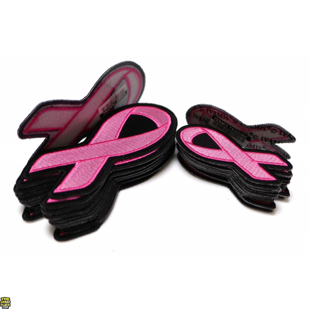 Two Dozen Pink Ribbon Patches in Bulk - 12 of each size - TheCheapPlace