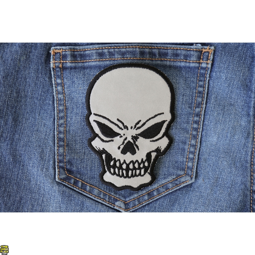 Small Reflective Skull Patch - TheCheapPlace