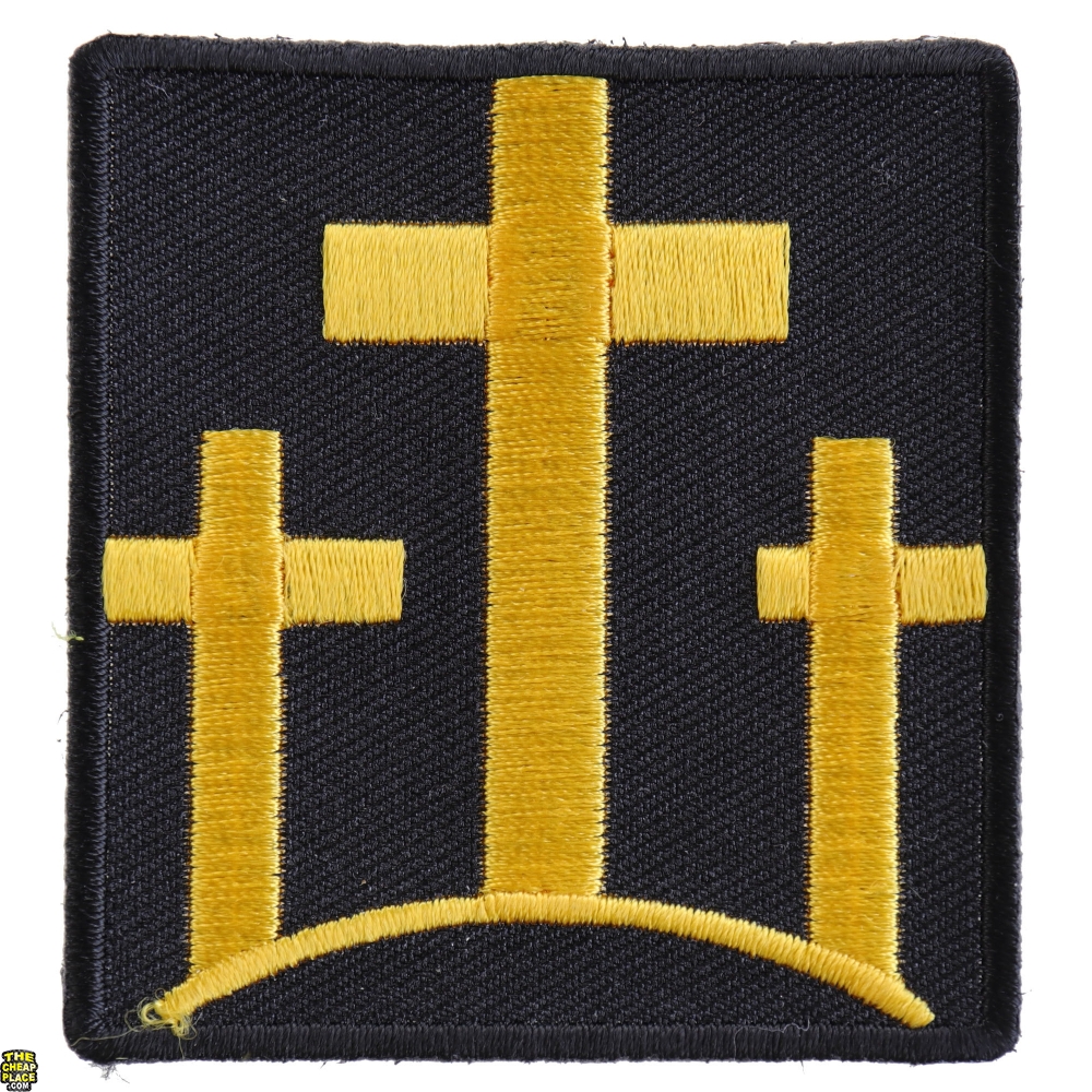 Black and Yellow Three Crosses Patch | Christian Patches -TheCheapPlace
