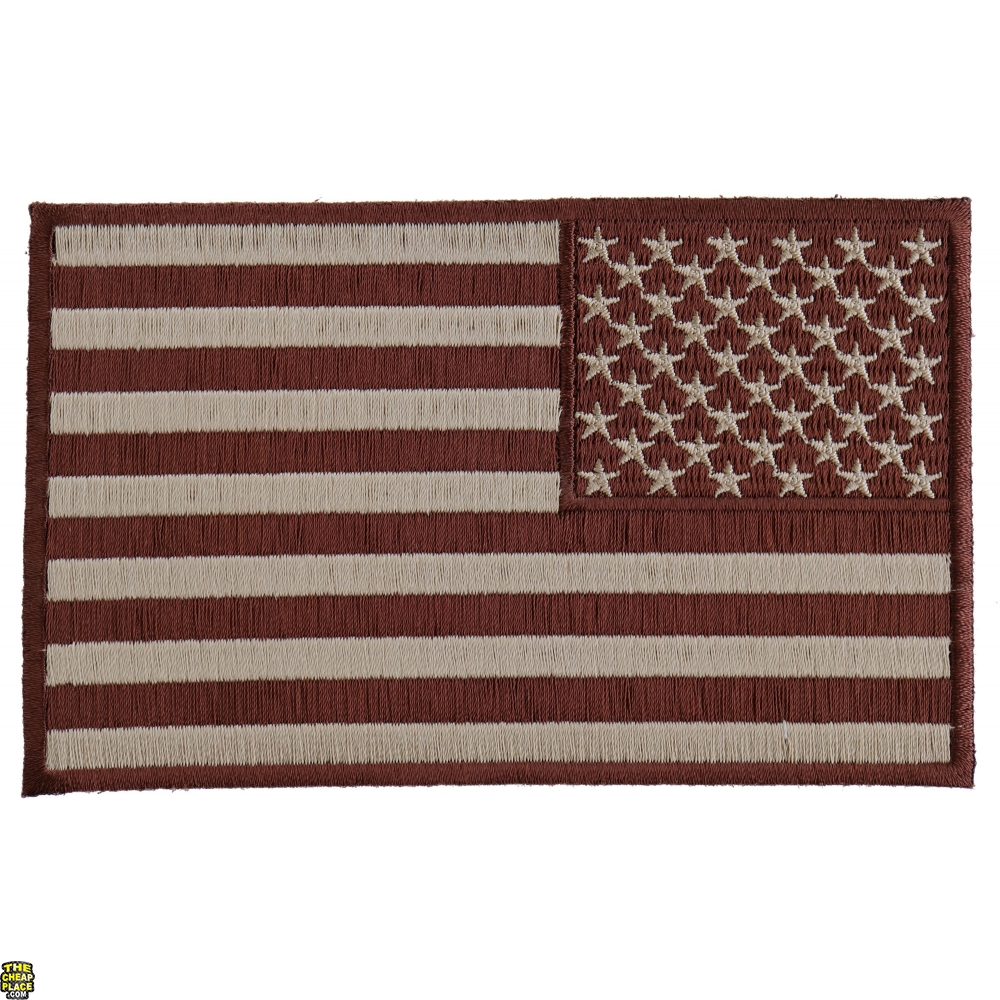 Brown Subdued American REVERSED Flag Patch - TheCheapPlace