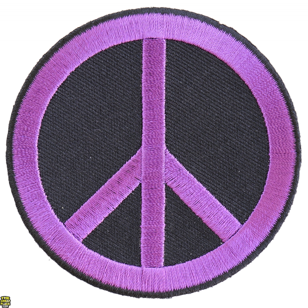 Peace Sign Patch Purple On Black