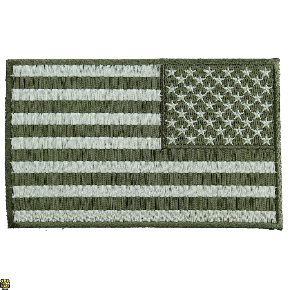 Subdued Green American REVERSED Flag Patch - TheCheapPlace