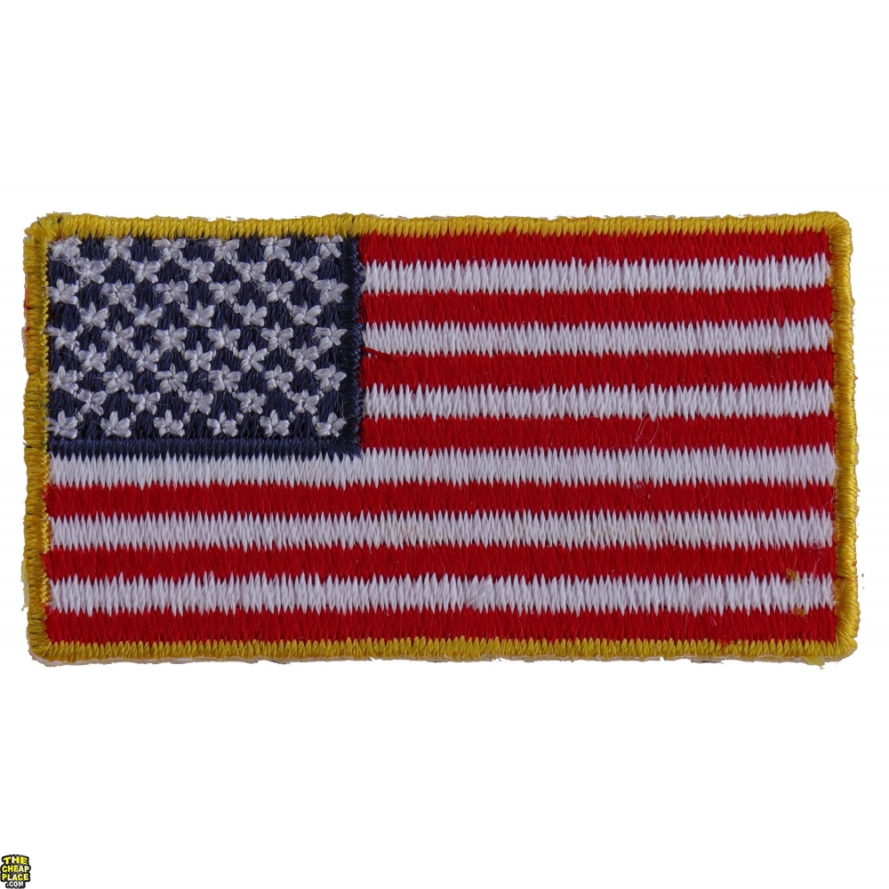 US Flag Patch Gold Border 2 Inch | American Flag Patches -TheCheapPlace