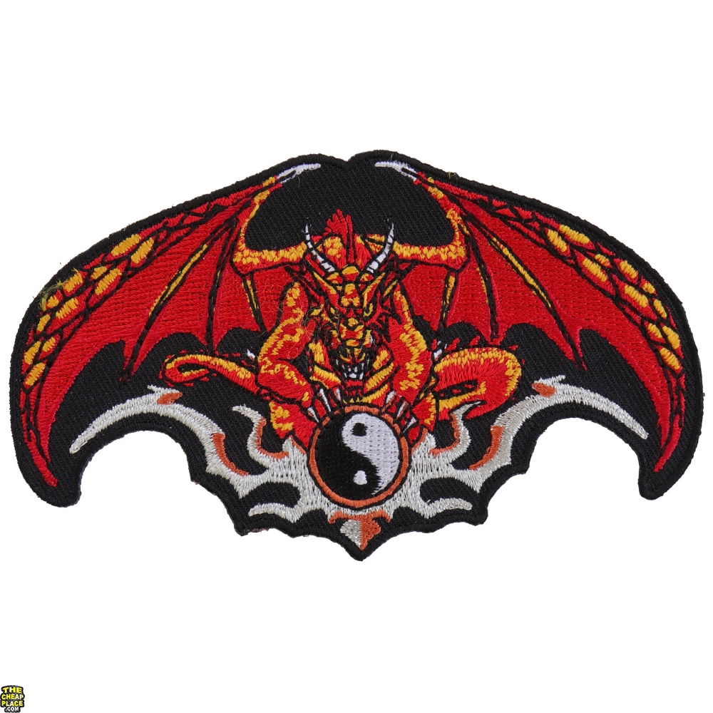 Red Dragon Patch With Yin Yang | Embroidered Patches