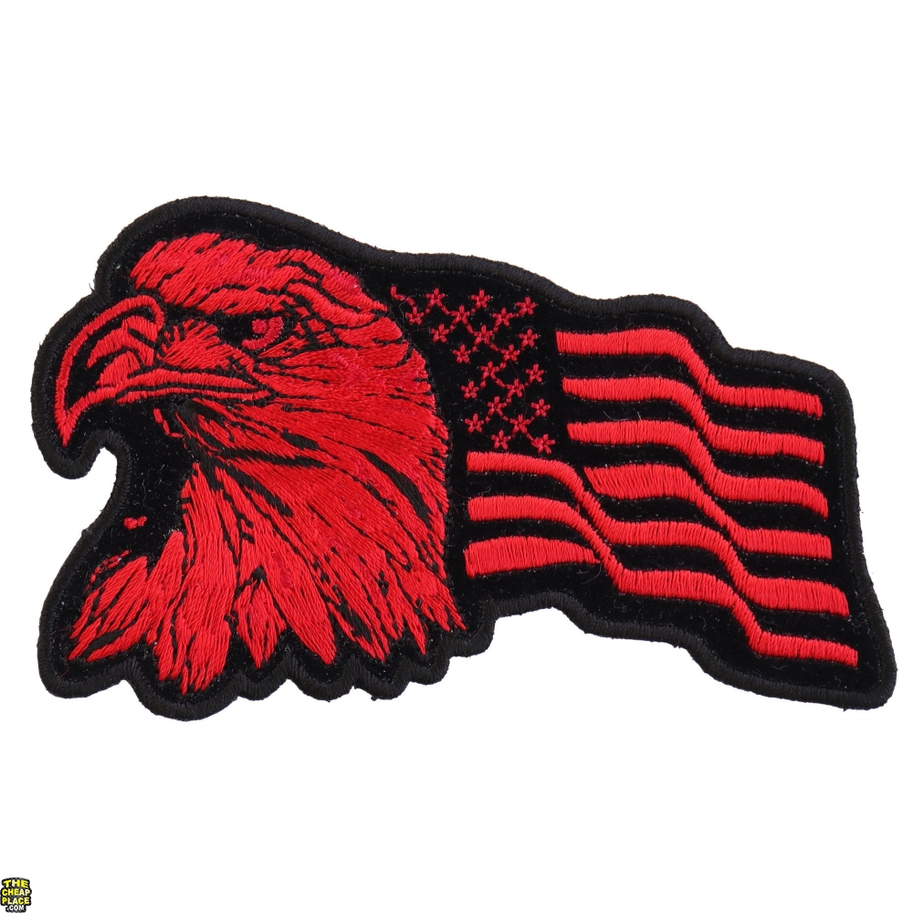 Eagle US Flag Facing Left Patch In Red | Patriotic Patches -TheCheapPlace