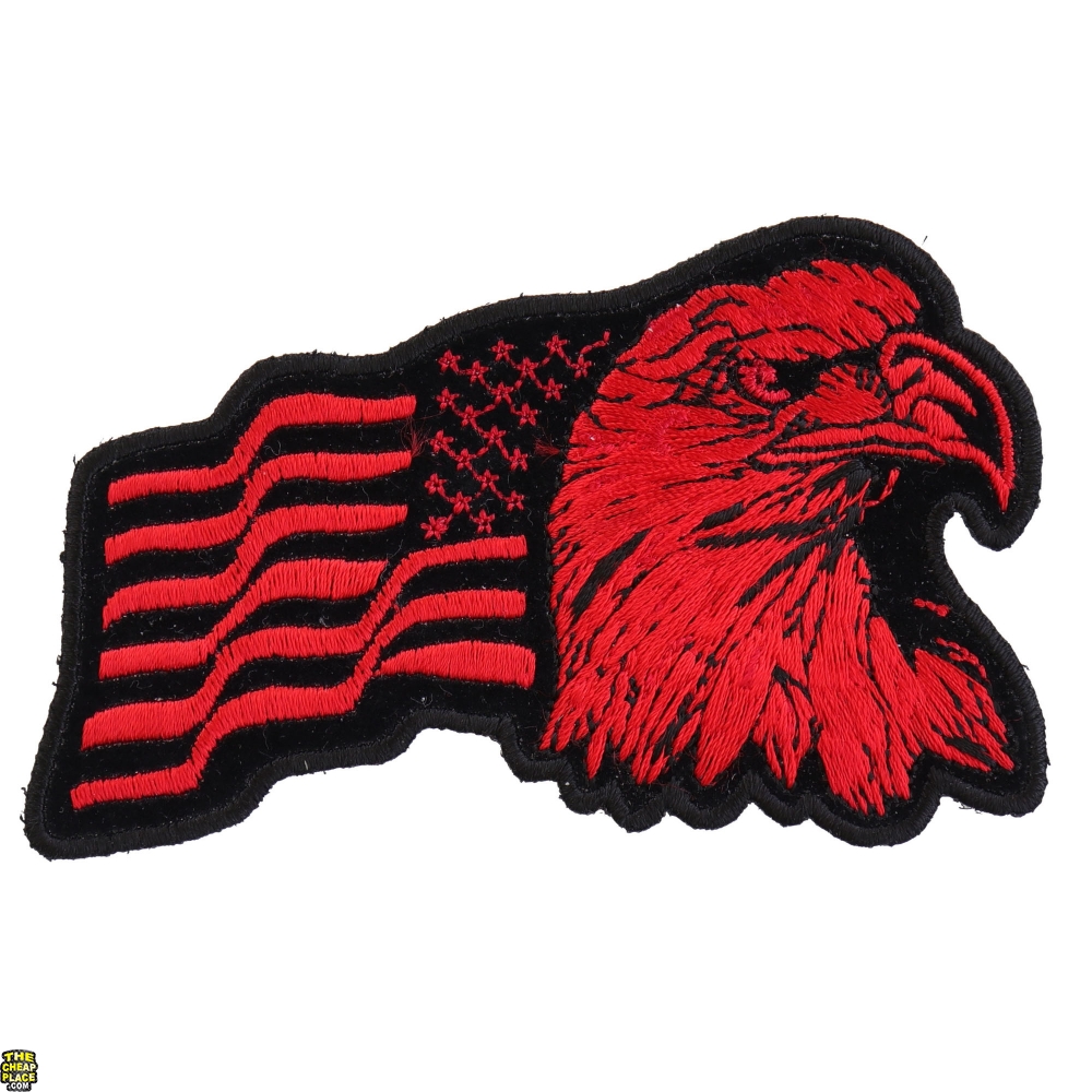 Eagle US Flag Facing Right Patch In Red | Embroidered Patches