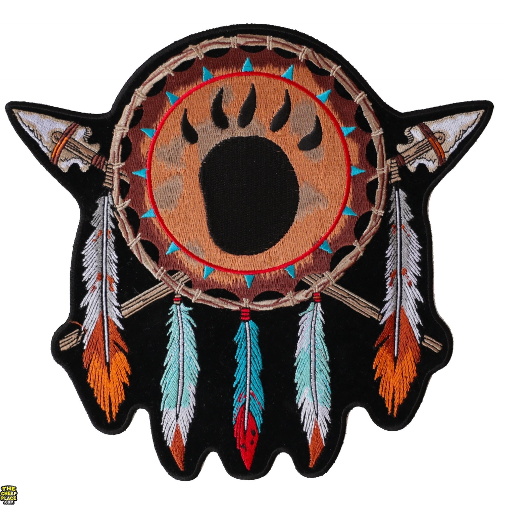 Native American Feathers, Arrow Heads, Paw Print Design Large Back ...