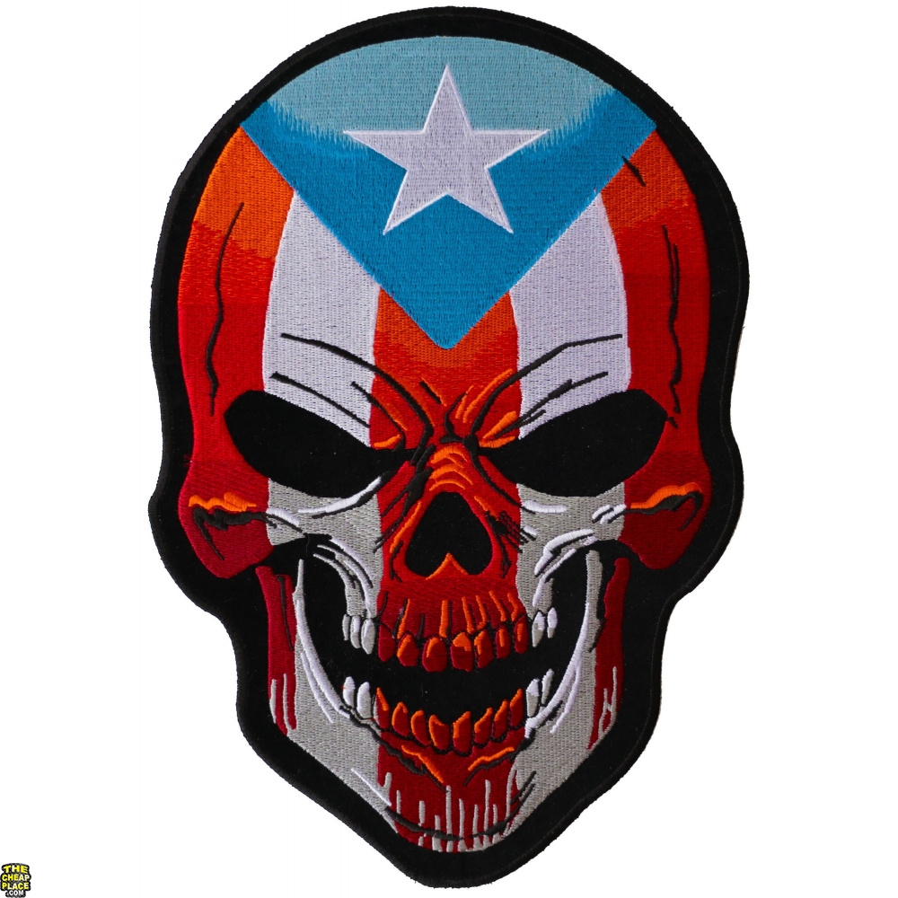 Puerto Rican Skull Large Back Patch | Skull Patches -TheCheapPlace