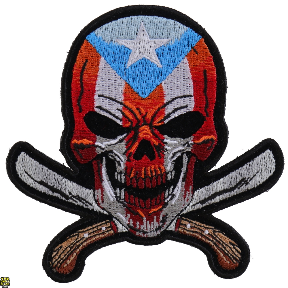 Puerto Rican Skull With Machetes Patch