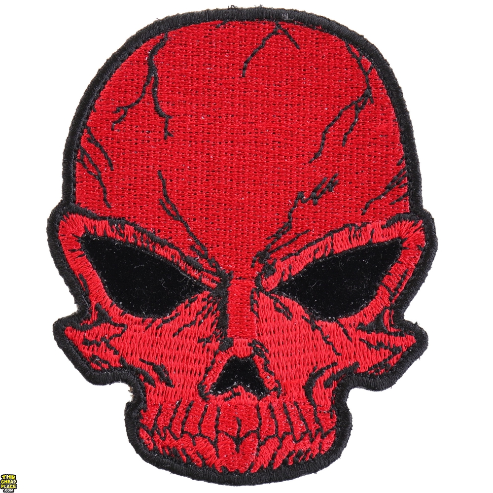 Small Cracked Skull Patch Red | Embroidered Patches