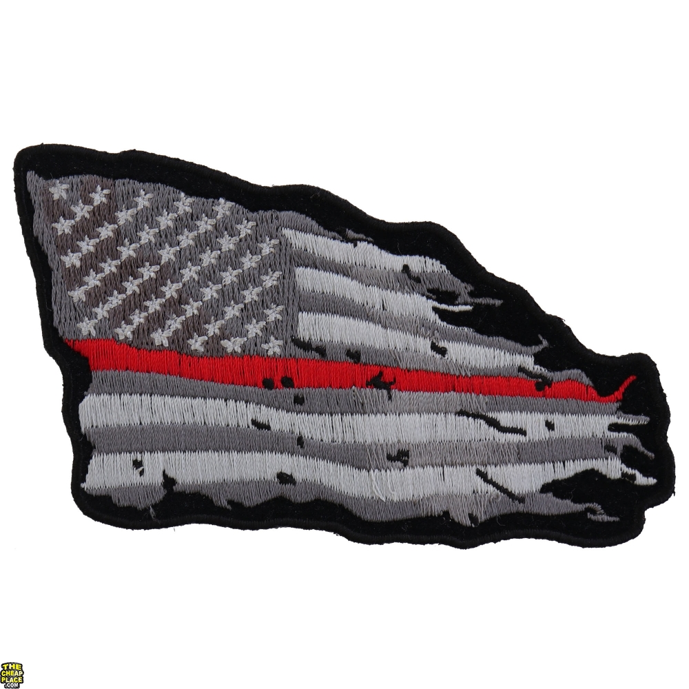 Thin Red Line American Tattered Flag Patch - TheCheapPlace