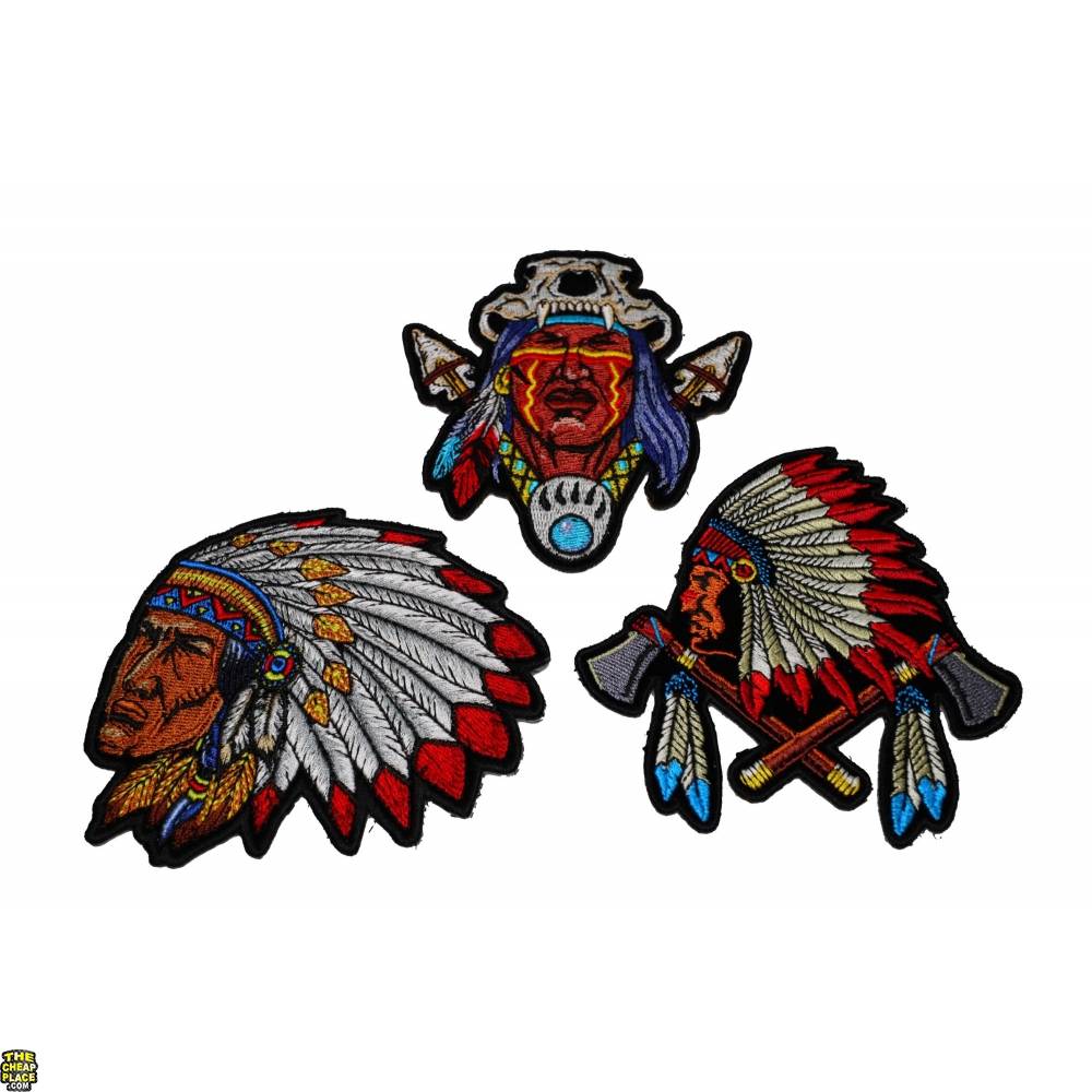 Set of 3 Indian Chief Patches - TheCheapPlace