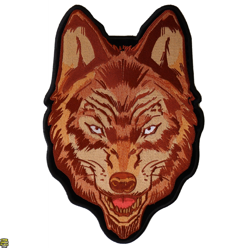 Brown Wolf Embroidered Iron on Biker Patch - TheCheapPlace