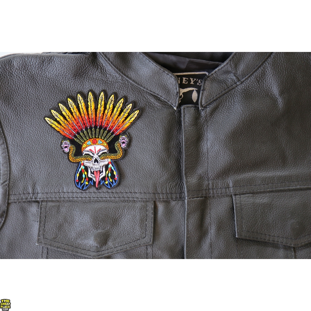 Wicked Snake Skull and Feathers Iron on Patch - TheCheapPlace