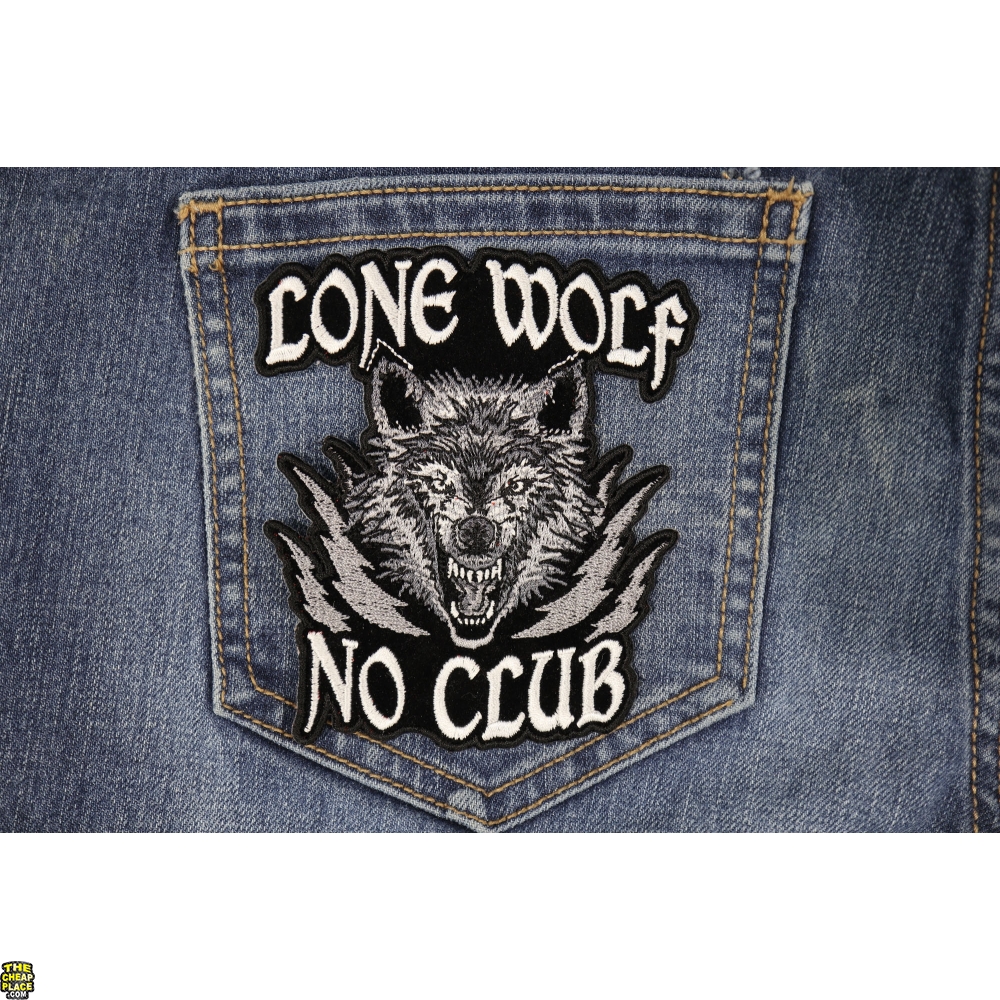 Lone Wolf No Club Small Biker Patch - TheCheapPlace