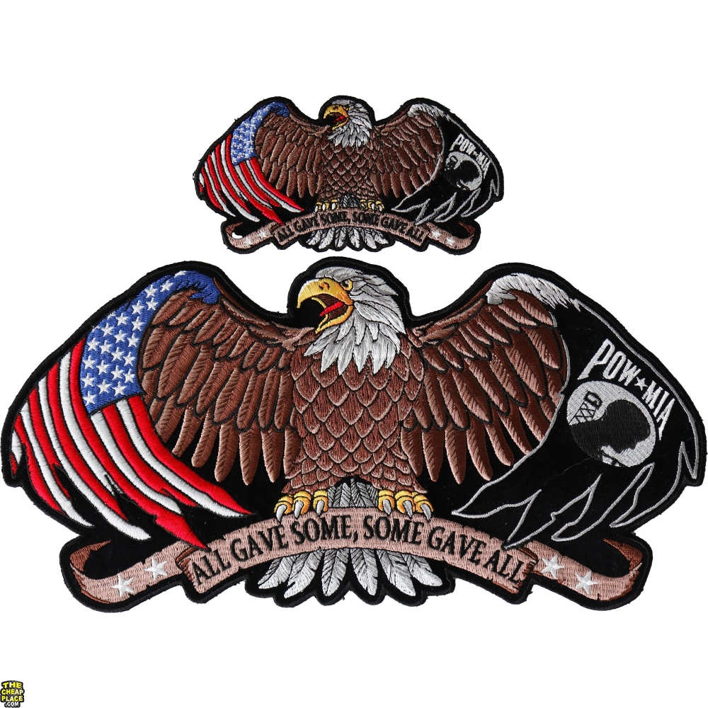POW MIA Eagle Patch Set of Small and Large Iron on Patches - TheCheapPlace