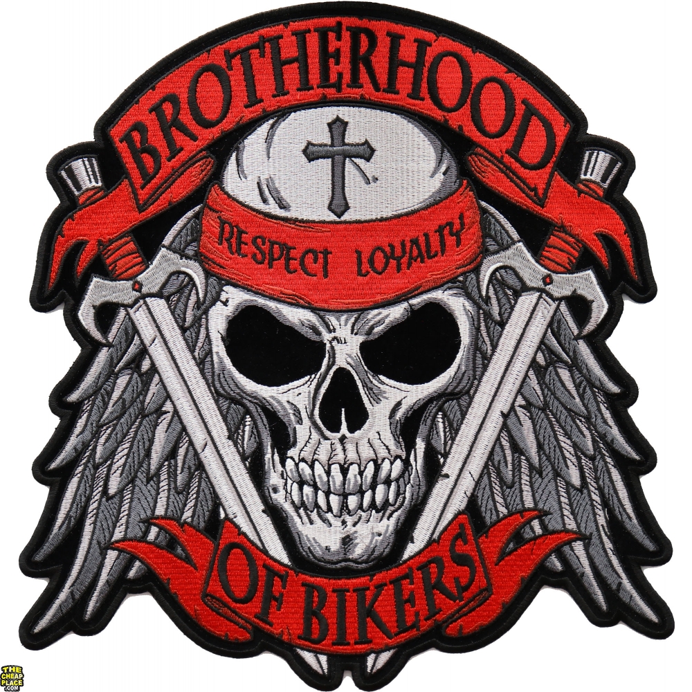 Brotherhood of Bikers Respect and Loyalty Skull Large Biker Back Patch ...
