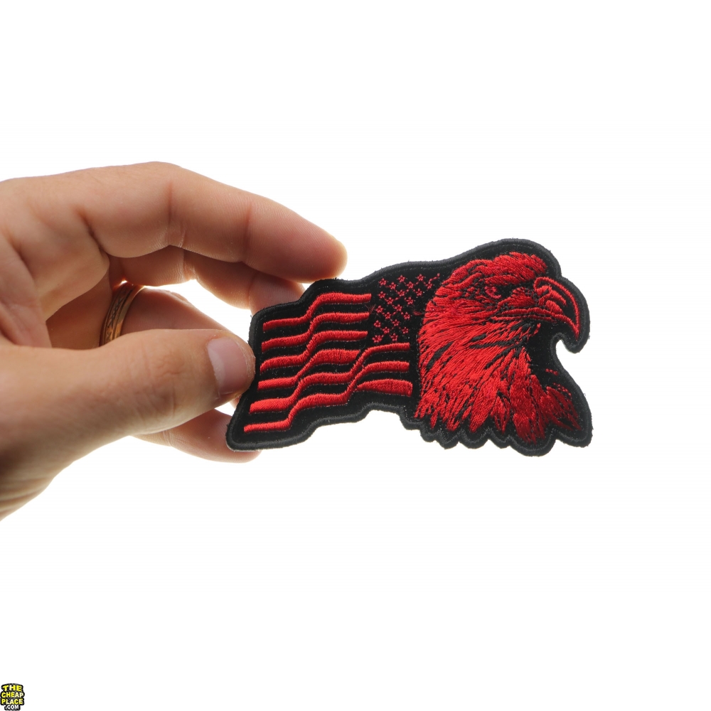 Eagle US Flag Facing Right Patch In Red | Embroidered Patches
