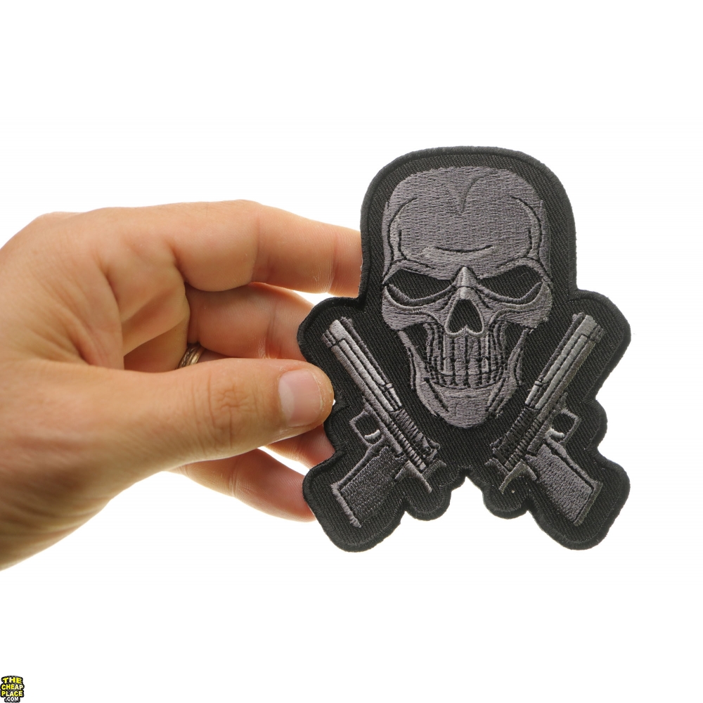 Guns and Skull Chrome Patch | Skull Patches -TheCheapPlace