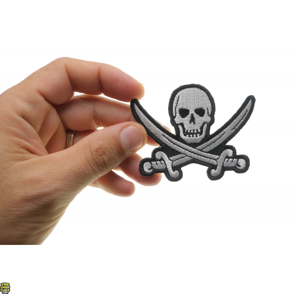 White Pirate Sword Skull Patch | Skull Patches -TheCheapPlace