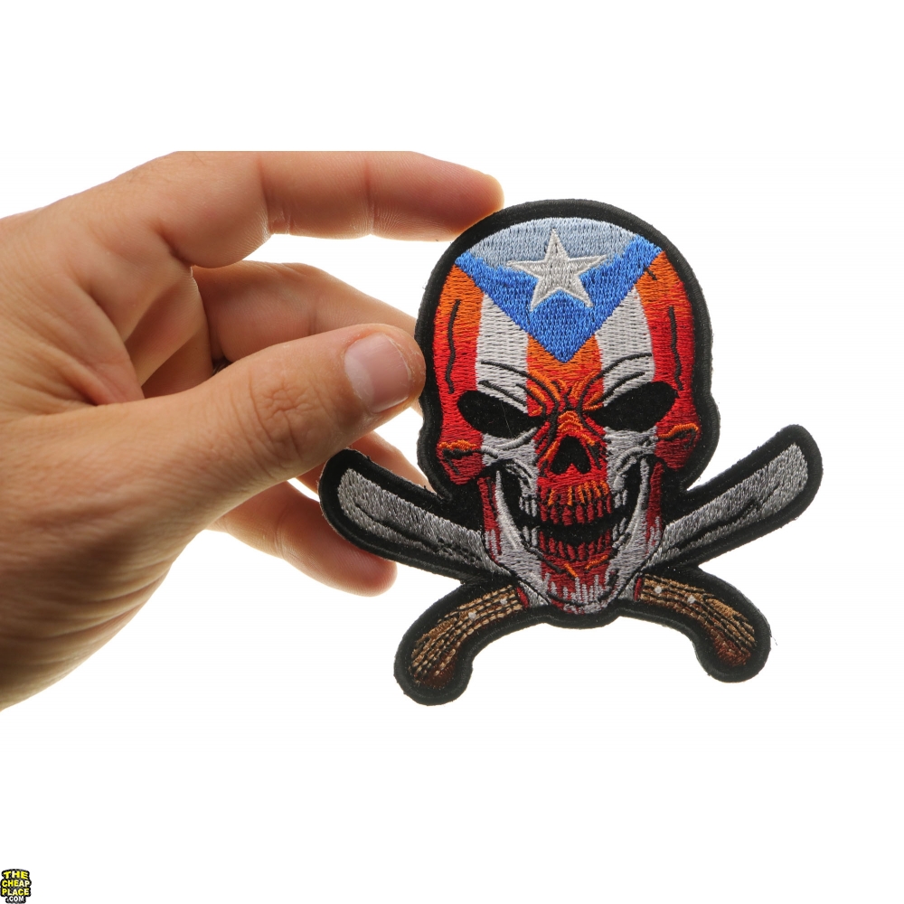 Puerto Rican Skull With Machetes Patch