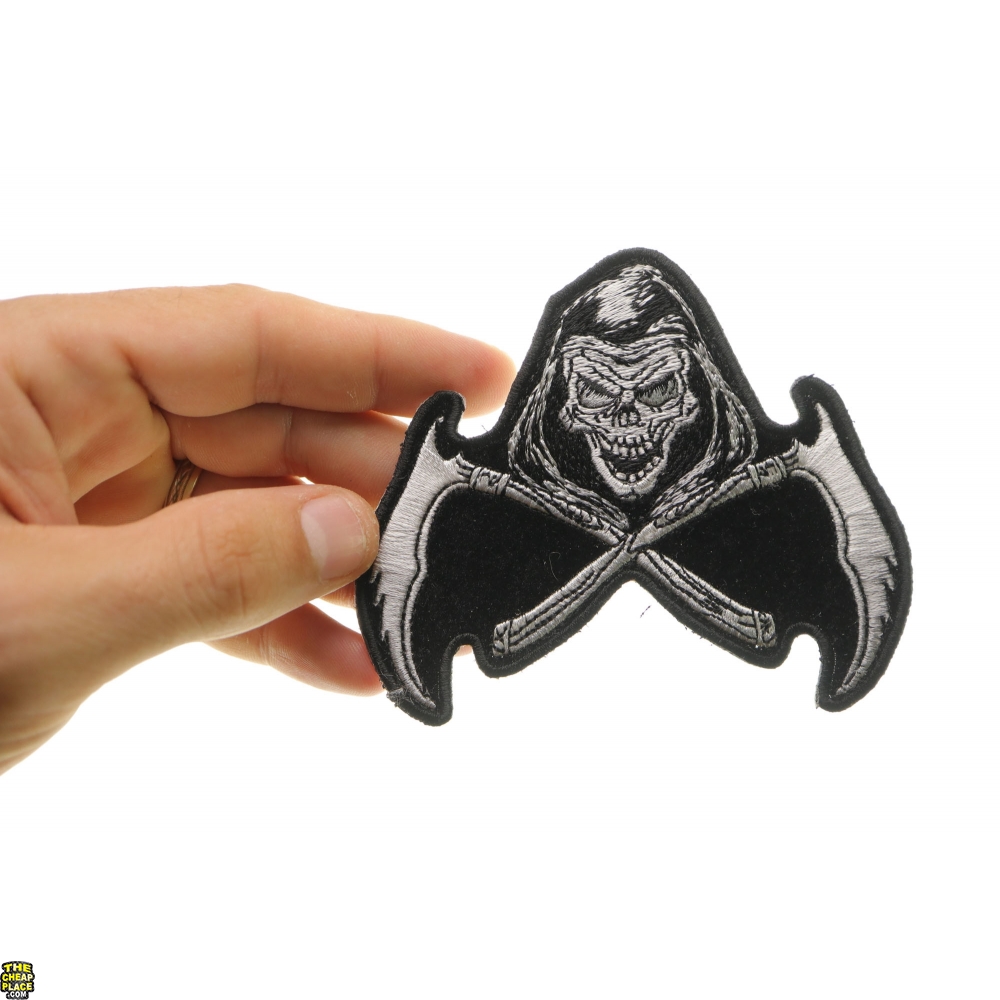 Reaper Skull Scythe Iron on Patch - TheCheapPlace