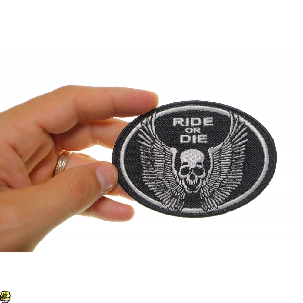 Ride or Die Small Skull With Wings Patch