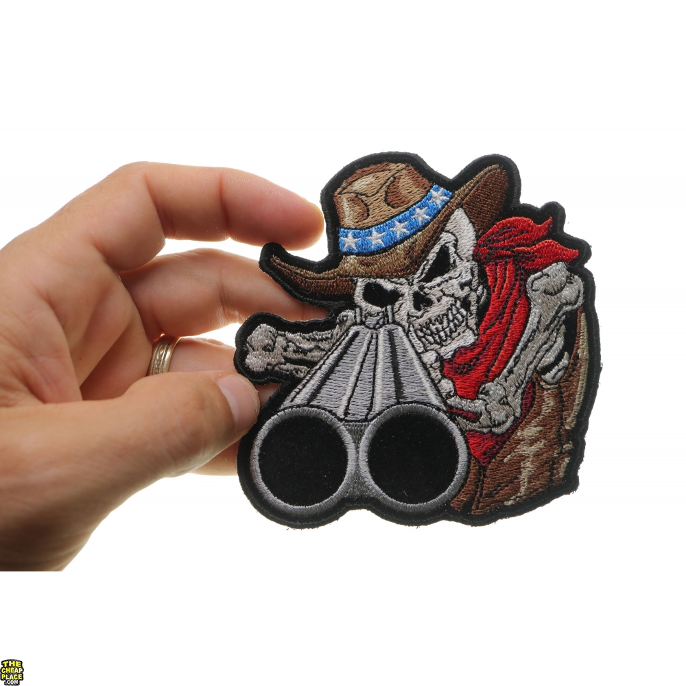 Shotgun Willy Cowboy Skull Patch Small | Skull Patches -TheCheapPlace