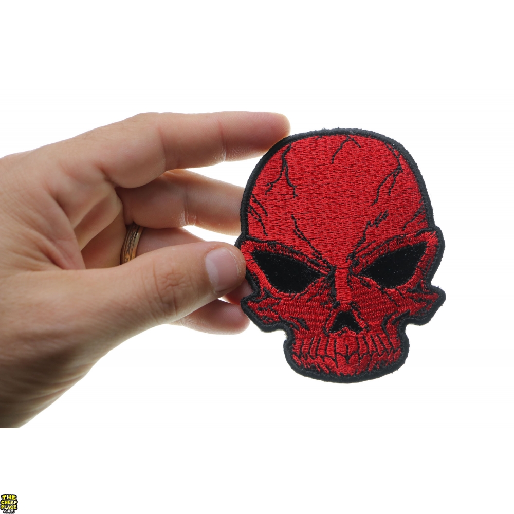Small Cracked Skull Patch Red | Embroidered Patches