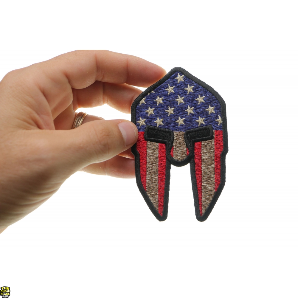 Spartan Helmet US Flag Patch | Patriotic Patches -TheCheapPlace