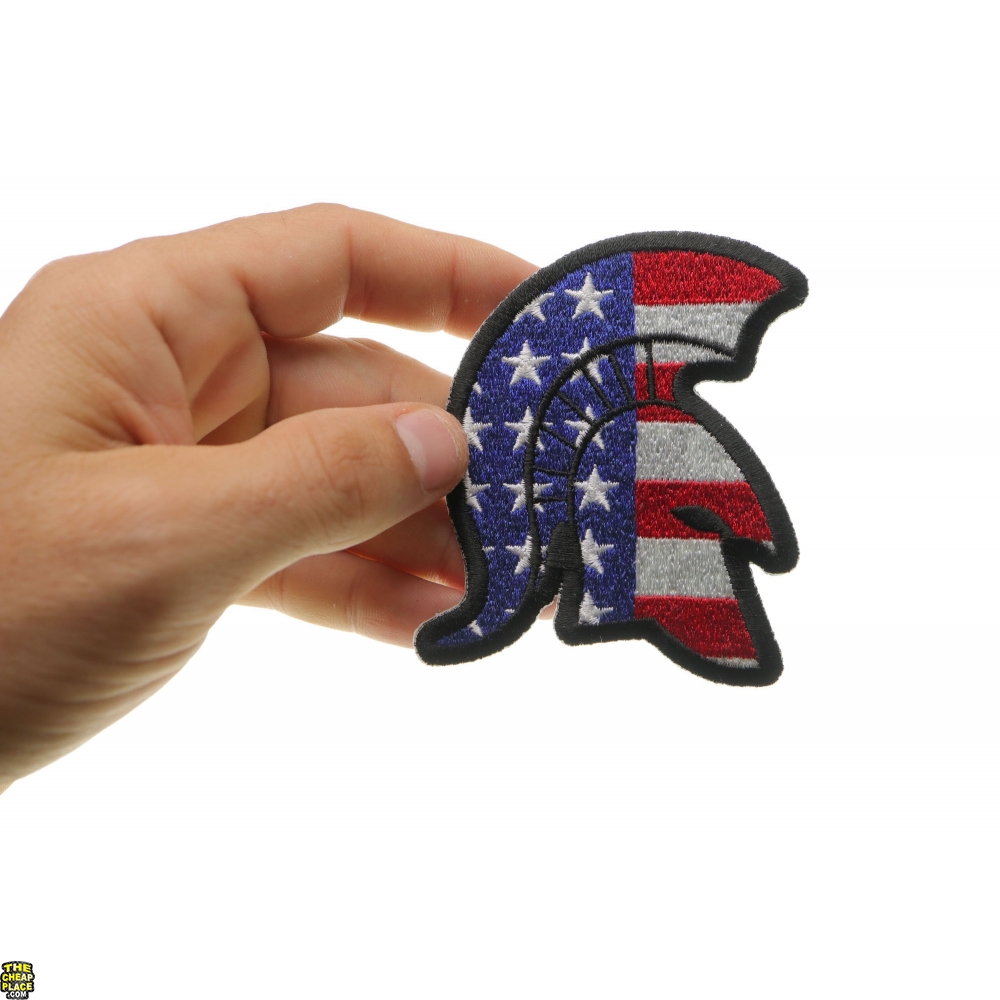 Spartan Helmet With US Flag Patch | Patriotic Patches -TheCheapPlace